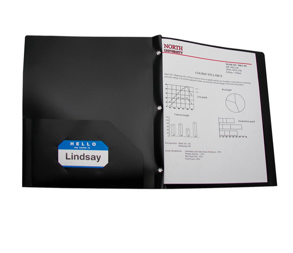 Folder Plástico Doble Bolsillo con 3 Ganchos | BusinessSuppliers