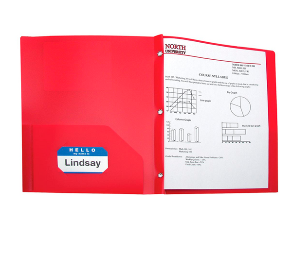 Folder Plástico Doble Bolsillo con 3 Ganchos | BusinessSuppliers