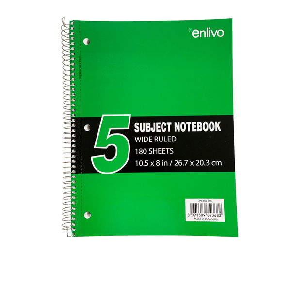 Libreta de 5 Materias- Enlivo | BusinessSuppliers